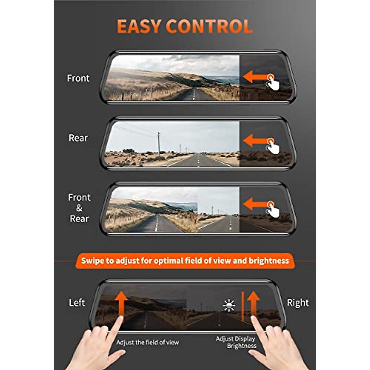 WOLFBOX 2.5K Dash Cam Mirror for Car, Rear View Mirror Camera with 10" IPS Full Touch Screen, Dual Dash Camera 1440P Front and Rear Mirror with 1080P Backup Camera, Free TF Card & GPS