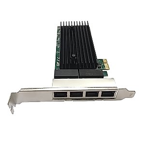 HINYSENO 4 Port RJ-45 10/100/1000Mbps PCI-Express x 4 Gigabit Ethernet Server Adapter Quad-Port Network Interface Controller Card for Intel 82576 Chipset, Compare to Intel 82576