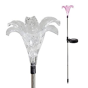 CANDLE CHOICE Color Changing Solar Garden Stake Light with Vivid Figurine – Lily, LED Garden Light, Landscape Light, In-ground Light Outdoor Light for Garden Decoration and Flower Beds