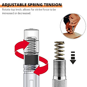 Automatic Center Punch 5 Inch Spring Loaded Center Punch Adjustable Tension Punch Tool for Metal Wood Glass Plastic(2 Pack)