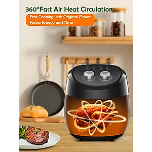 Air Fryer 8 Preset Menus 4.5 QT Airfryer Easy to Use with Adjustable Temperature Control with 8 Cooking References Nonstick Tray Auto Shutoff 1400W Hot Air Fryer Black