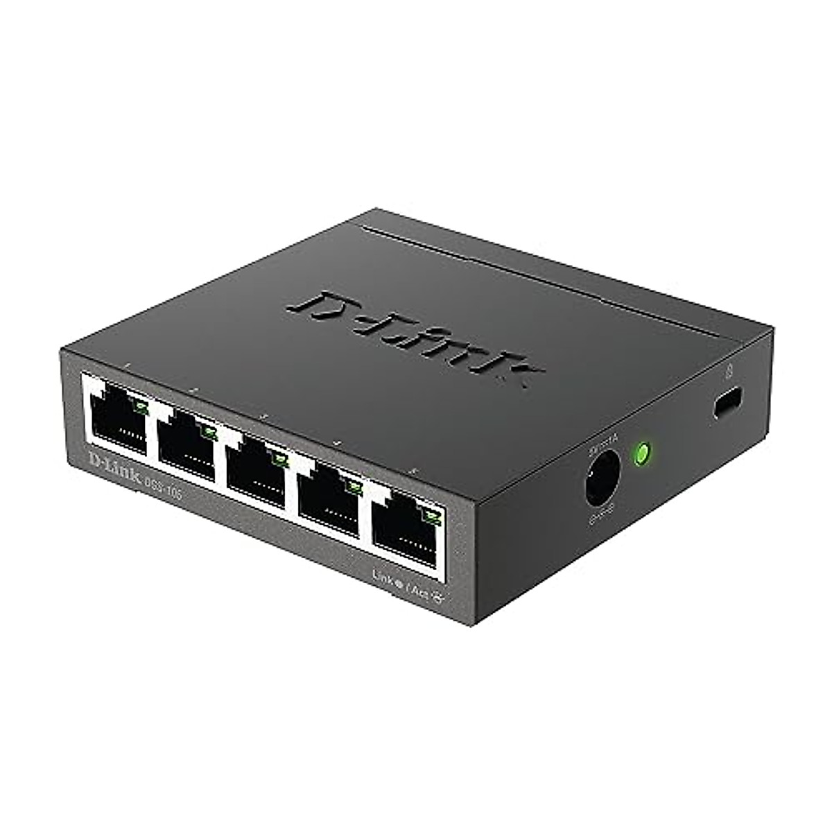 D-Link Ethernet Switch, 5 Port Gigabit Unmanaged Metal Desktop Plug and Play Compact (DGS-105),Black