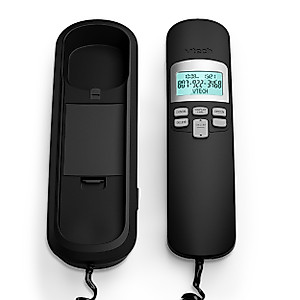 VTech CD1113 Trim style Telephone with Caller ID/Call Waiting, No AC Power Required, Easy-wall-mount, 13 Speed Dial Keys, Last Number Redial, Mute, Flash, Volume Control, Hearing Aid Compatible, Black