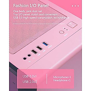HDYD Pink ATX Case, Mid-Tower PC Gaming Case M-ATX/ITX - Front I/O USB 3.0 Port - Acrylic Side Panels - Support Water Cooling - Support 200mm Fan