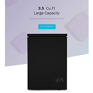 COOLHOME 3.5 Cubic Feet Chest Freezer with Removable Basket, from 6.8℉ to -4℉ Free Standing Compact Fridge Freezer for Home/Kitchen/Office/Bar (Black, 3.5 Cu.ft.-normal)
