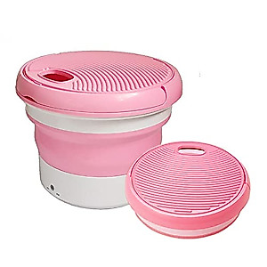 Portable Washing Machine,Mini Folding Washing Machine,Lightweight Compact Washing Machine for Baby Clothes Underwear Camping Travelling Apartment Dorms 7L 1.9KG (Pink)