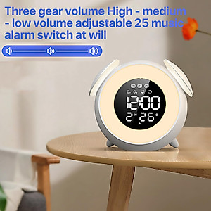 Powstro Sunrise Alarm Clock, Sunrise Lamp Alarm Clock Loud Alarm Clock for Heavy Sleepers, 25 Music & 5 Lighting Modes Cute Sunset Alarm Wake Up Light Clocks for Bedroom Adults Kids Teens