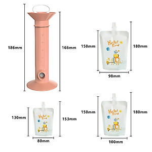 10pcs Set Baby Food Pouch Maker Reusable Pure Color Pouches Toddler Fruit Squeeze Puree Filler for Kids (Blue)