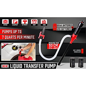 SEDY Electric Hand Pump, Portable Battery Powered Transfer Pump, Multi-Use Siphon Liquid Extractor for Gasoline, Diesel, Fuel, and Water Transfer