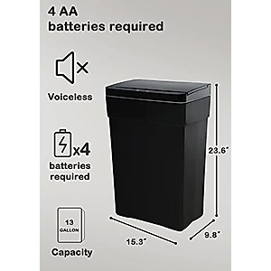 Automatic Trash Can 13 Gallon, Kitchen Garbage Can, Motion Sensor Trash Can with Lid, Electric Touchless Trash Bin 50 Liter, Tall Smart Garbage Bin, Auto Trashcans for Kitchen Bathroom Bedroom Office