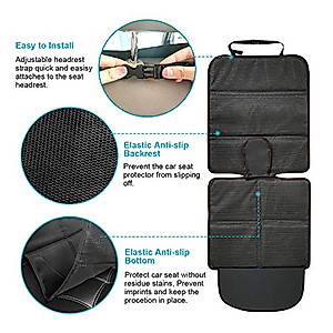 MORROLS Car Seat Protector, 2 Pack Carseat Protector with Thick Padding, Baby/Pets for Child Car Seat-Mesh Pockets-Waterproof-Universal Size(Black)