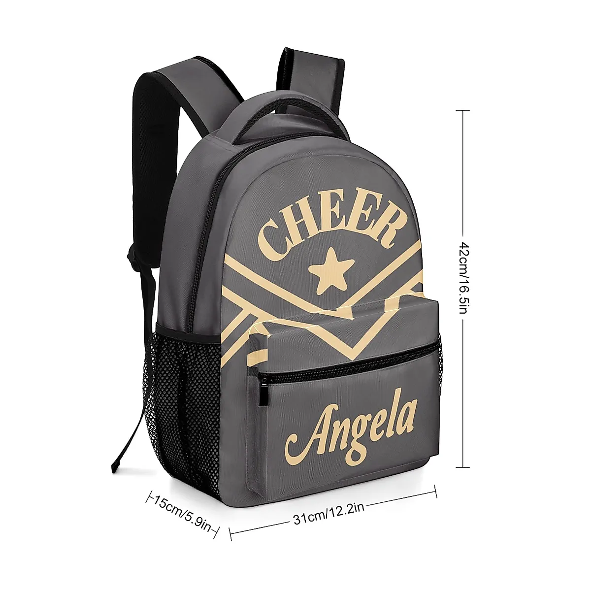 XOZOTY Custom Cheerleader Backpack with Name Daypack for Camping Hiking Cheer Black Golden Yellow