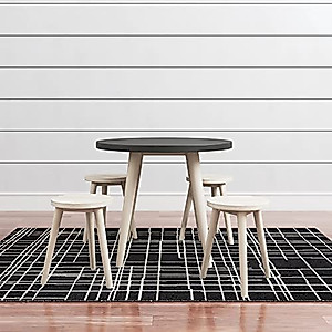 Signature Design by Ashley Blariden Children's Table Set, Includes Table & 4 Stools, Black & Natural Brown