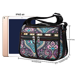 Oudduo Women Lady Shoulder Bag Mandala Black Nylon Crossbody Bag Casual Crossbody Bag Multiple Compartments