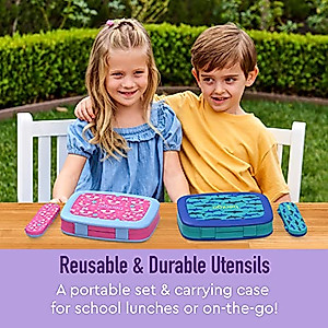 Bentgo® Kids Utensil Set - Reusable Plastic Fork, Spoon & Storage Case - BPA-Free Materials, Easy-Grip Handles, Dishwasher Safe - Ideal for School Lunch, Travel, & Outdoors (Unicorn)