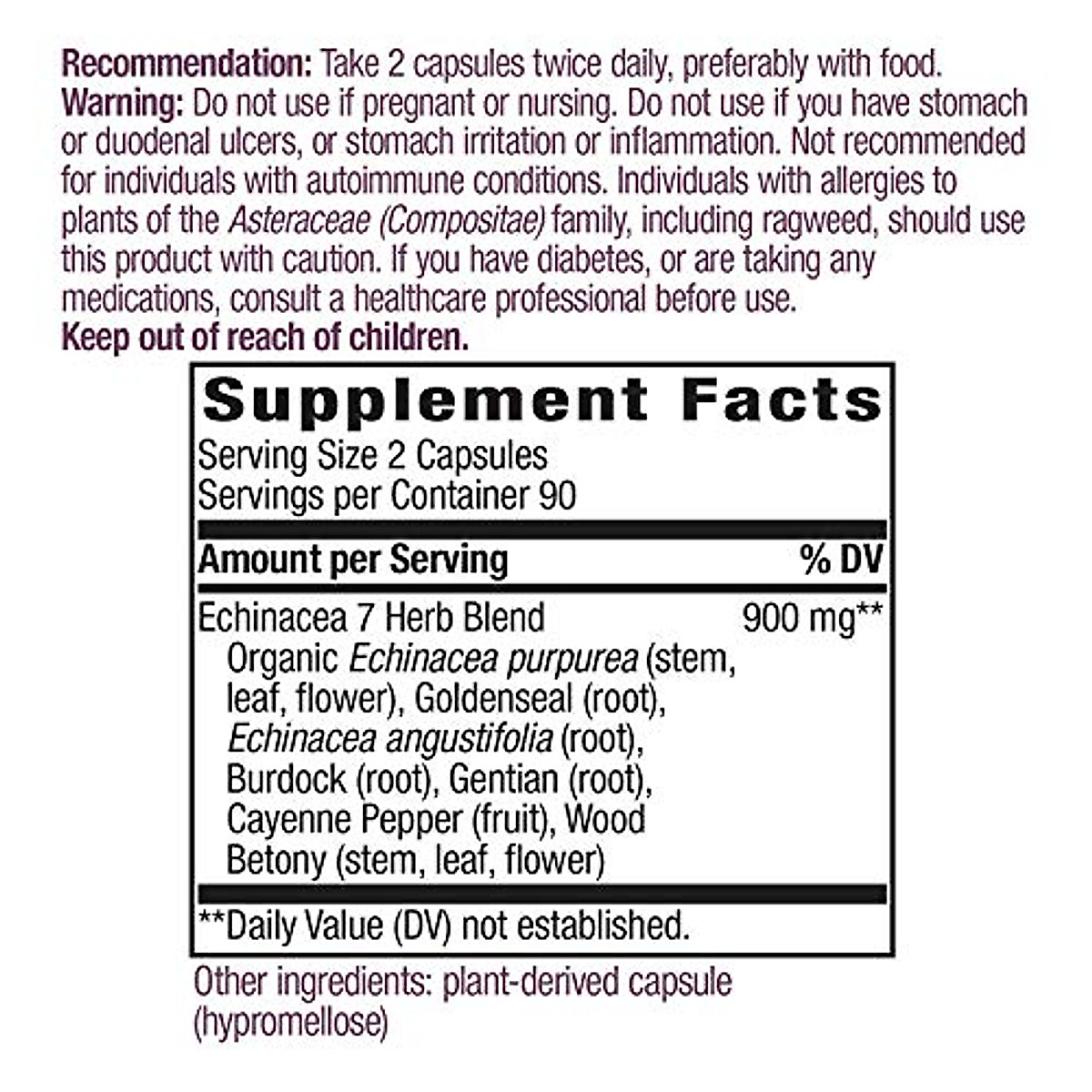 Nature's Way Premium Blend Echinacea Goldenseal 900 mg per Serving 180 Capsules