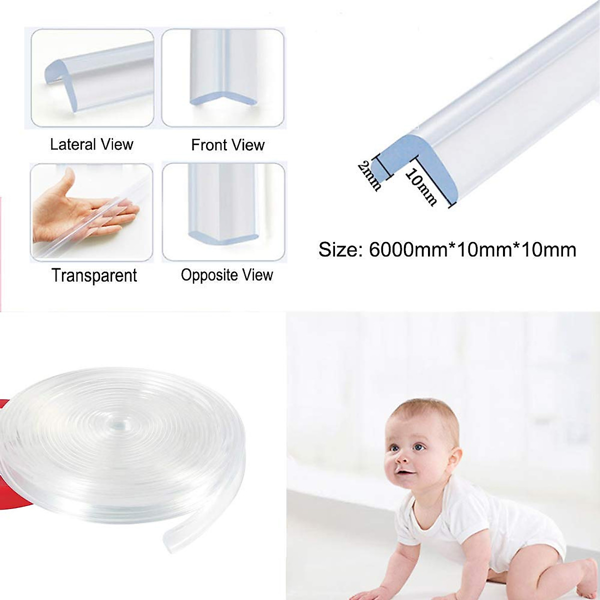 Corner Guards Child Safety - Soft Baby Proofing Furniture Edge Corner Protector Clear Soft Silicone Table Corners Protection Child Safety Kit Bumper Strip 20ft(6m) Toddler Corner Protector(4 Pack)
