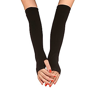 Verdusa Women's Arm Warmers Long Fingerless Gloves Black Thin one-size