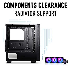 MSI MPG Series SEKIRA 100R, Premium Mid-Tower Gaming PC Case: Tempered Glass Side Panel, Liquid Cooling Support up to 360mm Radiator, Two-Tone Design