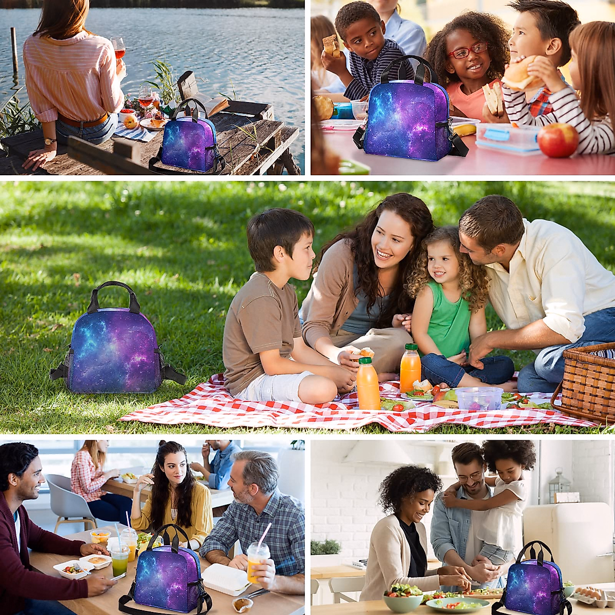 Gtonpum Lunch Bag for Kids, Cute Insulated Lunch Box with Adjustable Shoulder Strap, Reusable Thermal Lunch Tote Cooler Bag with Side Pockets for Girls Adult Women School Work Outdoor (Dragonfly)