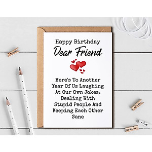 EruditeGifts Dear Friend - Happy Birthday Card For Best Friend - Coworker Birthday Card - Funny Birthday Gift - Best Friend Birthday Card