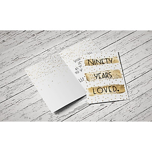 Red Door Inspirations 90 Years Loved, 90th Birthday Card, 5x7 Large Card - includes Card & Envelope
