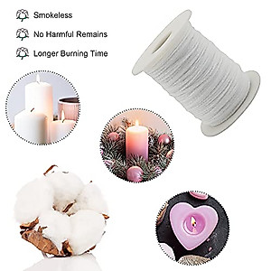 Candle Wick Roll, RAPUDA 200 Ft 24 PLY Braided Wick Spool, 2 Pcs Metal Candle Wick Holders,100 Pcs Metal Sustainer Tabs, 60 pcs Candle Thread Stickers for Candle DIY Craft Making