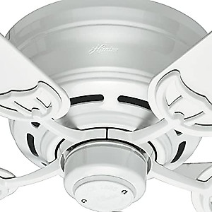 Hunter Fan Company, 53069, 52 inch Low Profile White Low Profile Ceiling Fan and Pull Chain
