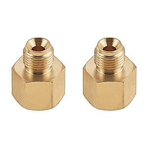 SURIEEN RV Propane Hose Adapter 1/4" Female Pipe NPT x 1/4" Inverted Male Flare（7/16-24UNF）, Brass Convert Adapter Fittings for Propane Lines (Pack of 2)