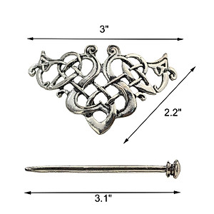 Tinsow Silver Vintage Hair Clip, 2 Pcs Celtic Hair Slide Pins Accessories for Women (Style C H)