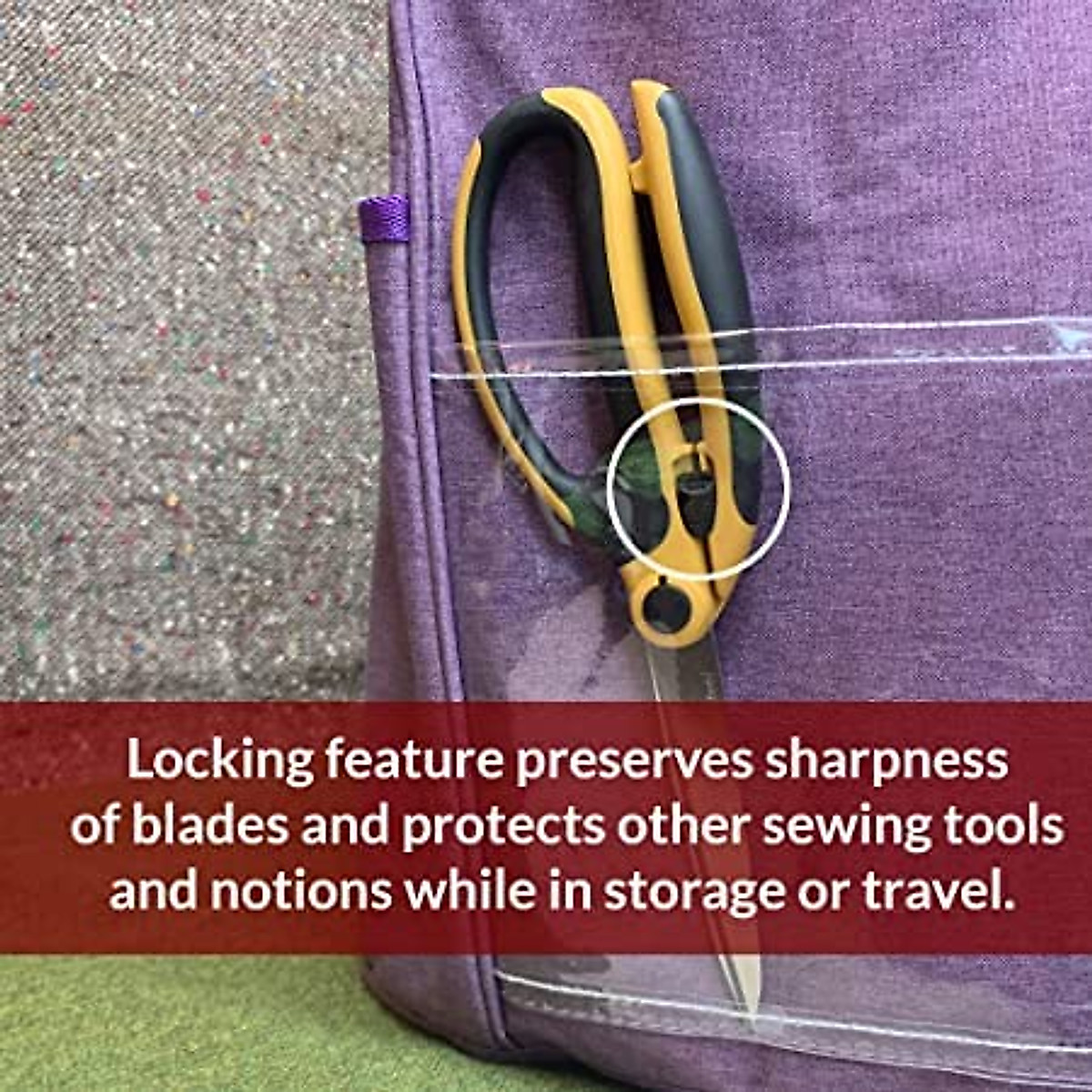 Madam Sew Spring Loaded Scissors, All Purpose Heavy-Duty 9.5” Fabric Scissors Sewing Shears with Precision-Ground Blades, Slide Lock Mechanism and Soft, Anti-Slip TPU Grips for Right or Left Hand