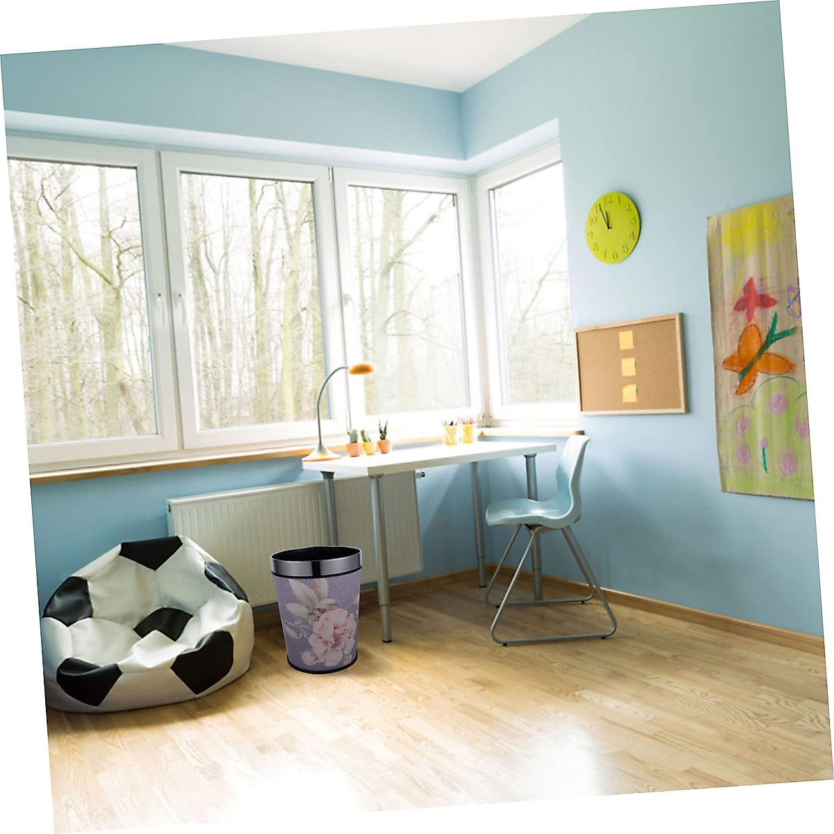 VILLCASE Garbage Can Trash Can Bedroom Wastebasket Trash Container Vintage Trash Can Rustic Trash Can Stainless Steel Trash Can Bathroom Trashcan Pp Purple Basketball Office Round