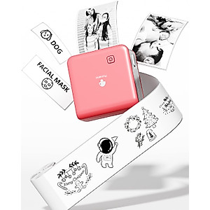 Memoking Inkless Sticker Printer - 300dpi M02Pro Thermal Mini Printer for Phone, Bluetooth Sticky Note Printer, Portable Pocket Printer Machine - Pink Mini Photo Printer for DIY, Study Notes