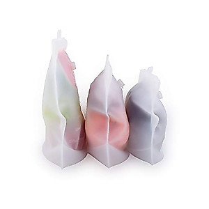 Reusable 100% Silicone Food Storage Bags, Freezer Storage Bags for Boil ，Heat and Microwave，3pack：50oz，33oz，17oz (transparent colour)