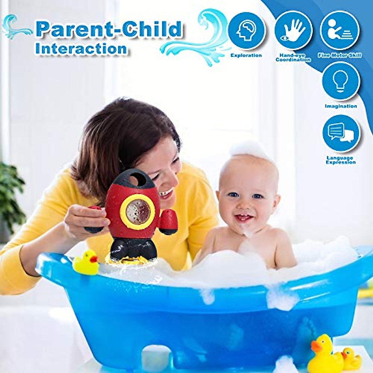 Sitodier Bath Toys | Bath Toys for Toddlers 1-3 Years Old | Space Spray Water with Rotatable Fountain Shower Bathtub Toys | Baby Shower Bath Toys for Toddlers Boys Girls 1 2 3 4 Years
