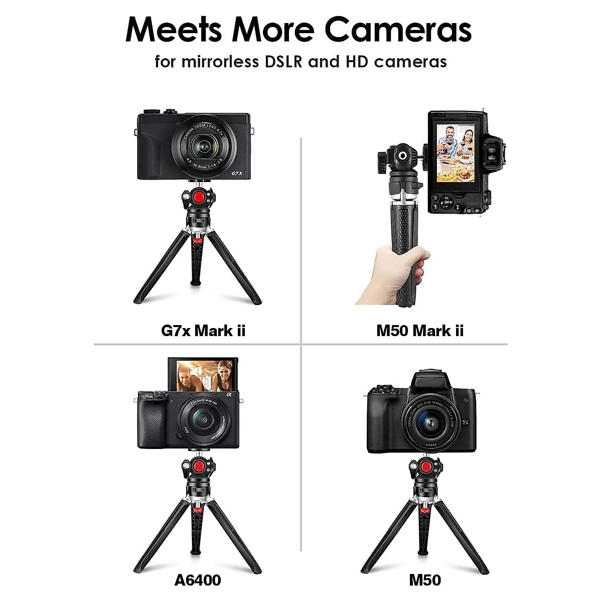 Camera Mini Tripod, Etour Lightweight Vlog Tripod Holder, Adjustable [Stable Handheld Vlogging Tripod] of DSLR Compatible with Sony A6000 Canon M50 G7x Mark ii/Phone, Table Stand for Vlogger Creator