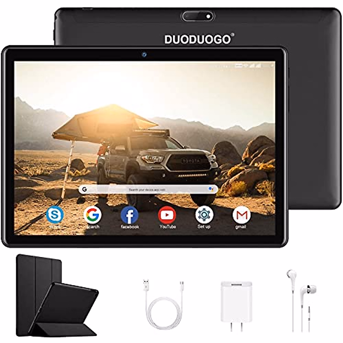 GOWIN Tablet Android, 10 Inch Tablet PC Quad-Core with 32GB ROM and 128GB Expand, 3GB RAM IPS HD Display, Dual Camera 13MP, Bluetooth 5.0, 8500 mAh, Tablet with SIM Card Slot, GPS- (Black)