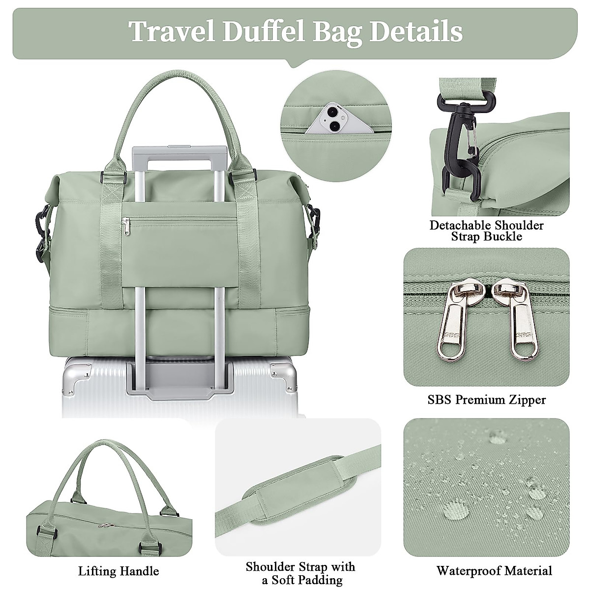 Weekender Bags for Women,Personal Item Travel Bag with Shoes Compartment,Overnight Travel Duffel Bag with Toiletry Bag