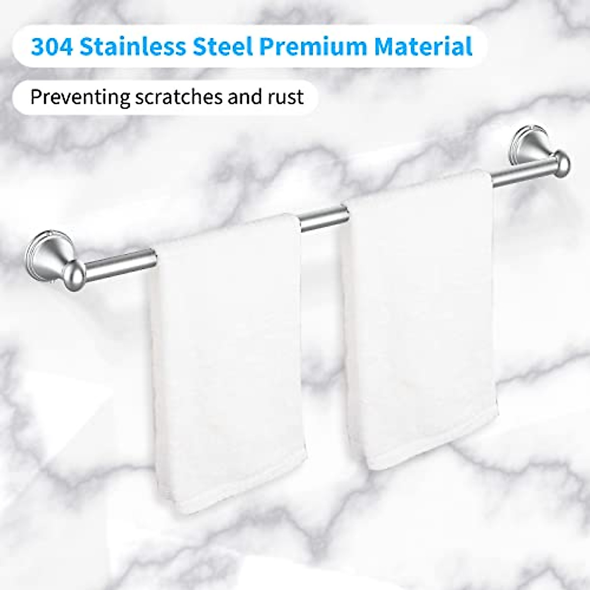 Newfun 24 Inch Brushed Nickel Towel Racks for Bathroom - 2PCS SUS304 Stainless Steel Bathroom Towel Holder Wall Mounted