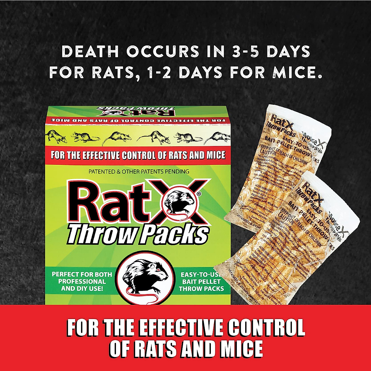 RatX Throw Packs- for All Species of Rats and Mice Safe Around Pets