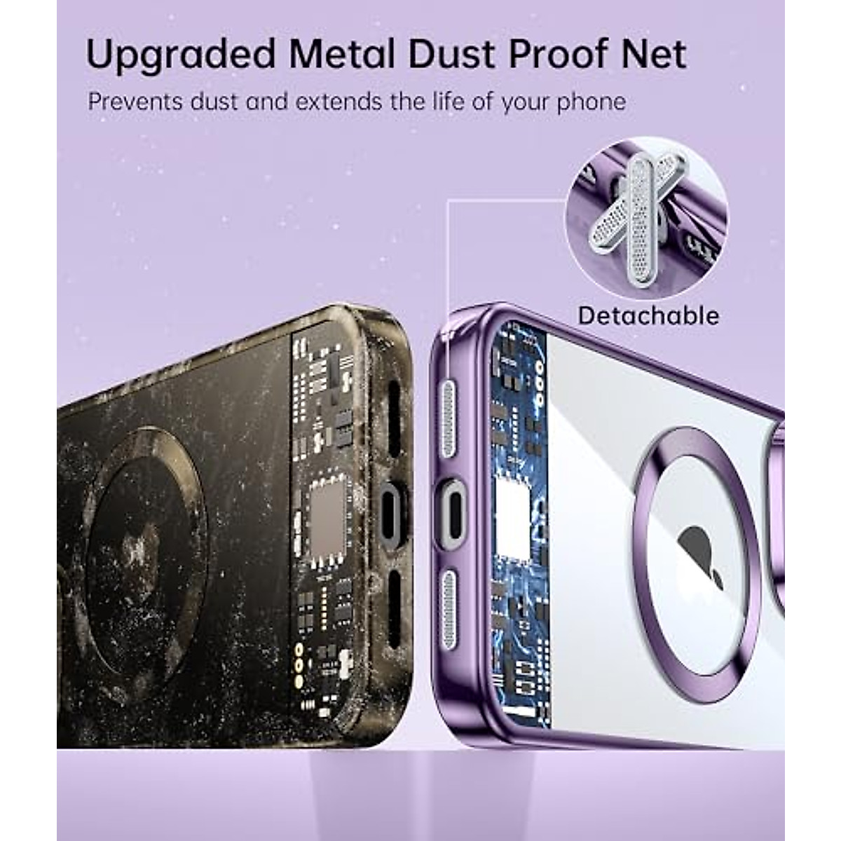 JUESHITUO Magnetic Clear for iPhone 14 ProMax Case with Full Camera Protection, No.1 Strong N52 Magnets, for iPhone 14 Pro Max Case, for Magsafe Women Girls Men Phone Case (6.7")-Deep Purple