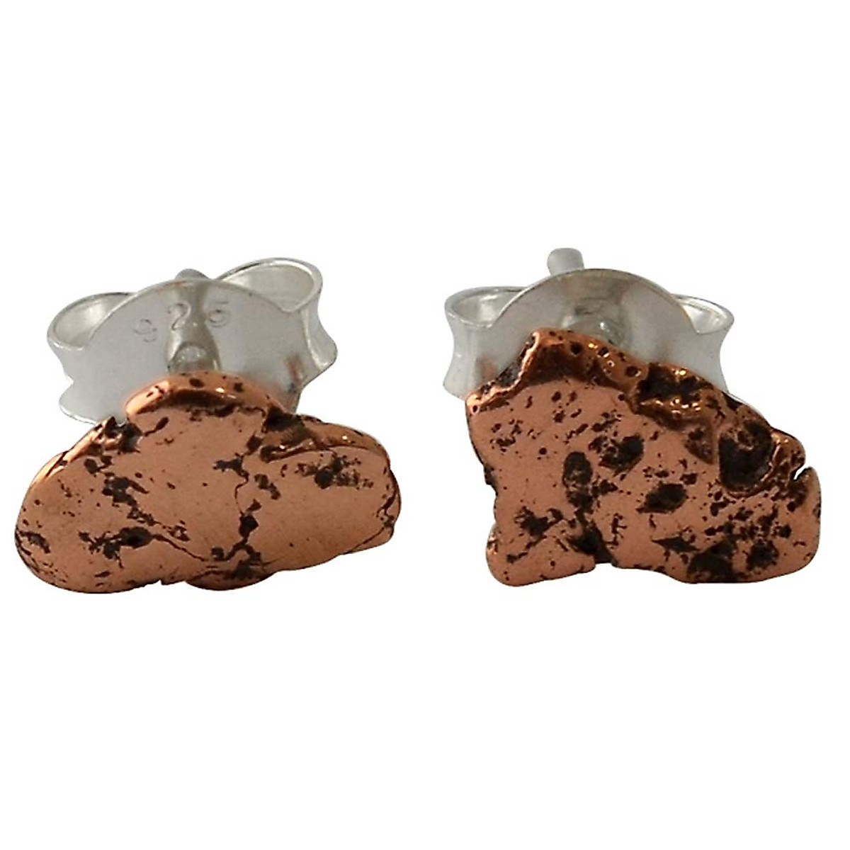 Starborn Copper Nugget with Sterling Silver Post Earrings