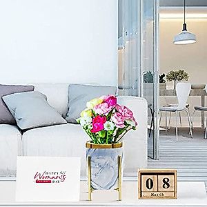 Rotating Marble Utensil Holder for Kitchen Countertop, Spoon Holder for Dining Table, Marble Ceramics with Durable Metal Frame 3.15 * 4.7 inch Blue and Gold 2 PCS