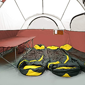 CAMPROS Tent-8-Person-Camping-Tents, Waterproof Windproof Family Tent, 5 Large Mesh Windows, Double Layer, Divided Curtain for Separated Room, Portable with Carry Bag, for All Seasons - Red