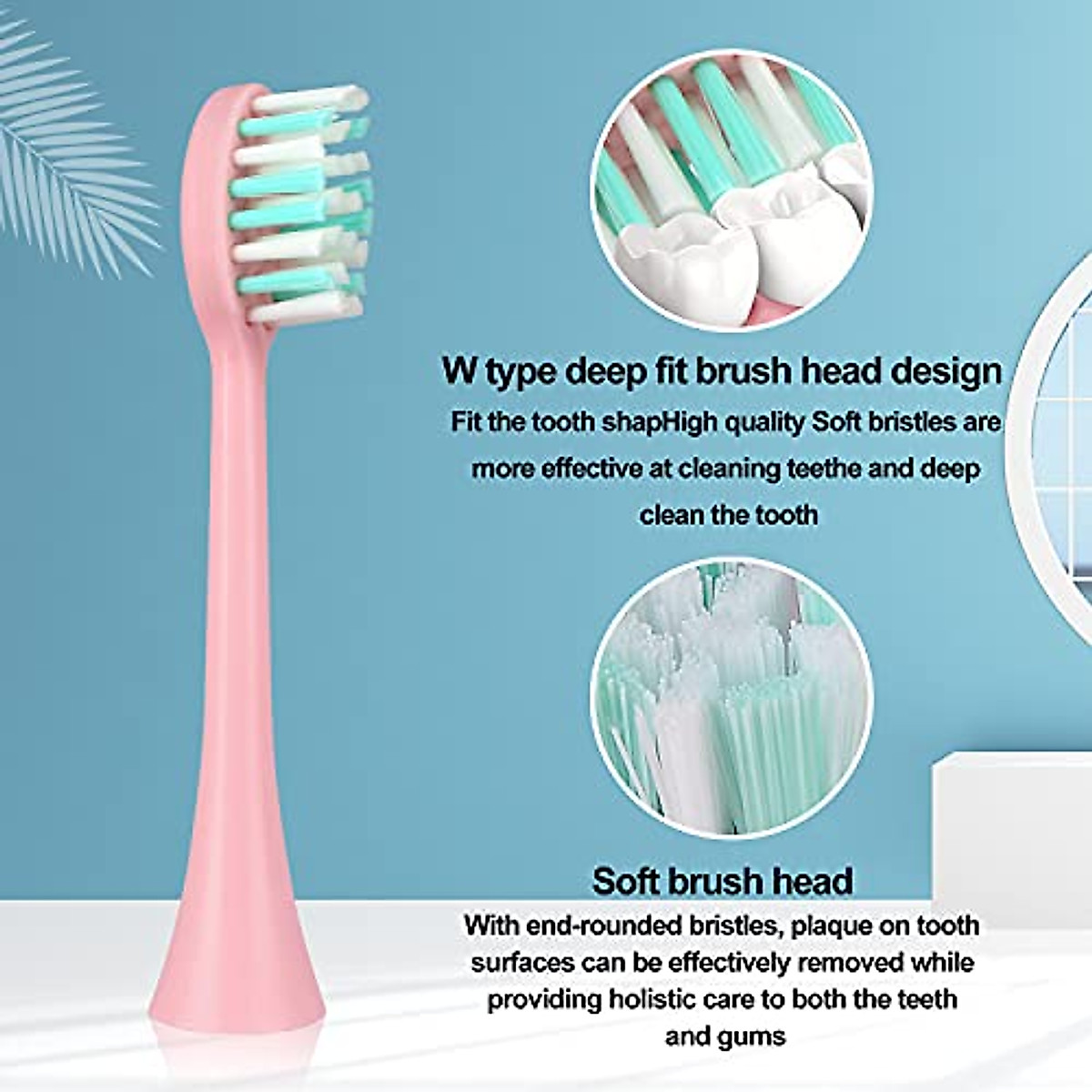 Kingeroes Replacement Brush Head, 4 Brush Heads in a Box, Pink