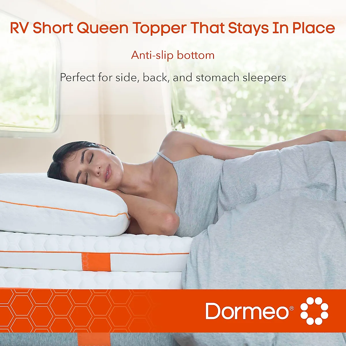 Dormeo RV Short Queen Mattress Topper - Octaspring Technology - Queen Mattress Bed Topper, Cooling Mattress Topper - 3 Inch Mattress Topper - White, Waterproof, Medium Firmness