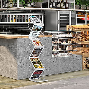 Nisorpa Literature Rack, Foldable Magazine Rack Office Racks & Displays Magazine Rack Catalog Brochure Display Stand Holder Catalog for Trade Show Exhibitions Office Retail Store, 3 height adjustable,