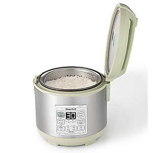 Starfrit Low Carb Rice Cooker - 14 Cups - Stainless Steel Low Carb/Steamer Basket - 7 Preset Functions - 500W