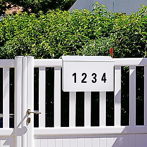 Nunsino Wall-Mounted Mailbox with Flag Kit and 3 Sets of Number Stickers, Metal Post Box, Rust-Resistant for Outside Use,15.24” L x 4.72”W x 10.43”H, White