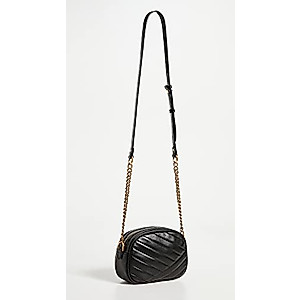 Tory Burch Women's Kira Chevron Small Camera Bag, Black, One Size